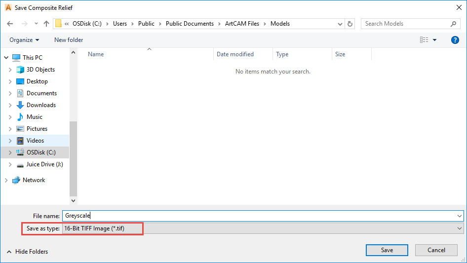 How to create and export a greyscale image from ArtCAM