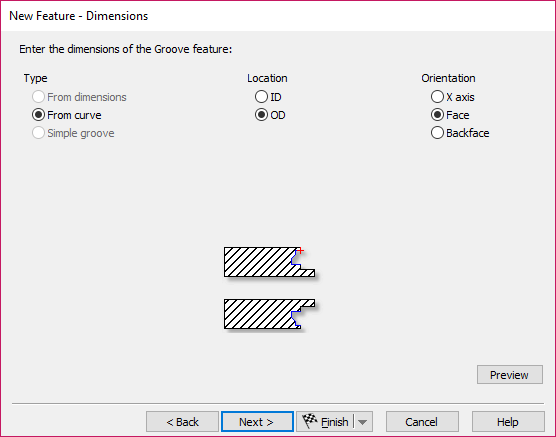 Is surface needed to create a groove feature on the front face in ...