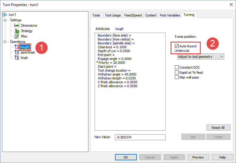 Turn feature simulation is not following curves in FeatureCAM