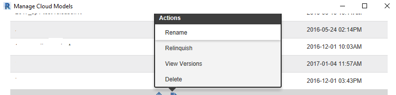 Cannot delete or rename cloud workshared models from the Manage Cloud ...