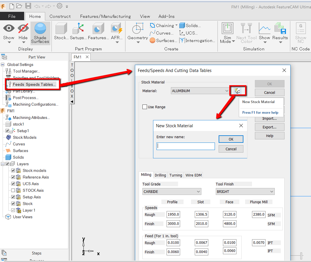 Cómo crear un material en FeatureCAM