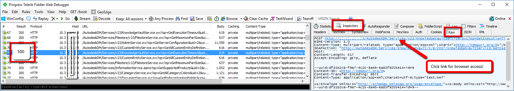 How to use Fiddler to troubleshoot Vault client connectivity issues.