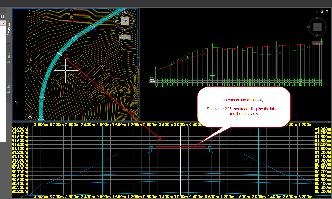 Rail Subassembly in Civil 3D does not recognize the cant settings