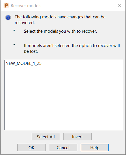 How to check if PowerShape model recovery is working or not.