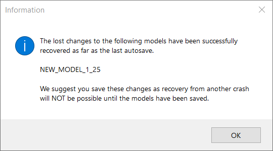How to check if PowerShape model recovery is working or not.