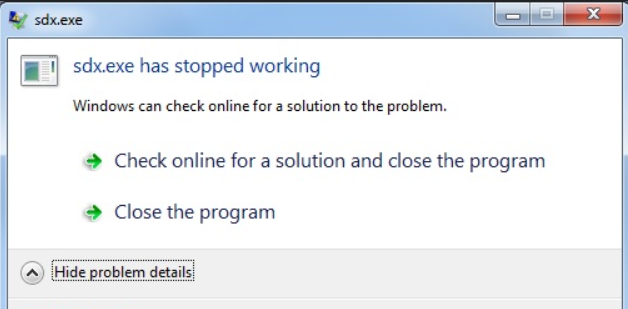 "sdx.exe has stopped working" when importing file into PowerMill or PowerShape