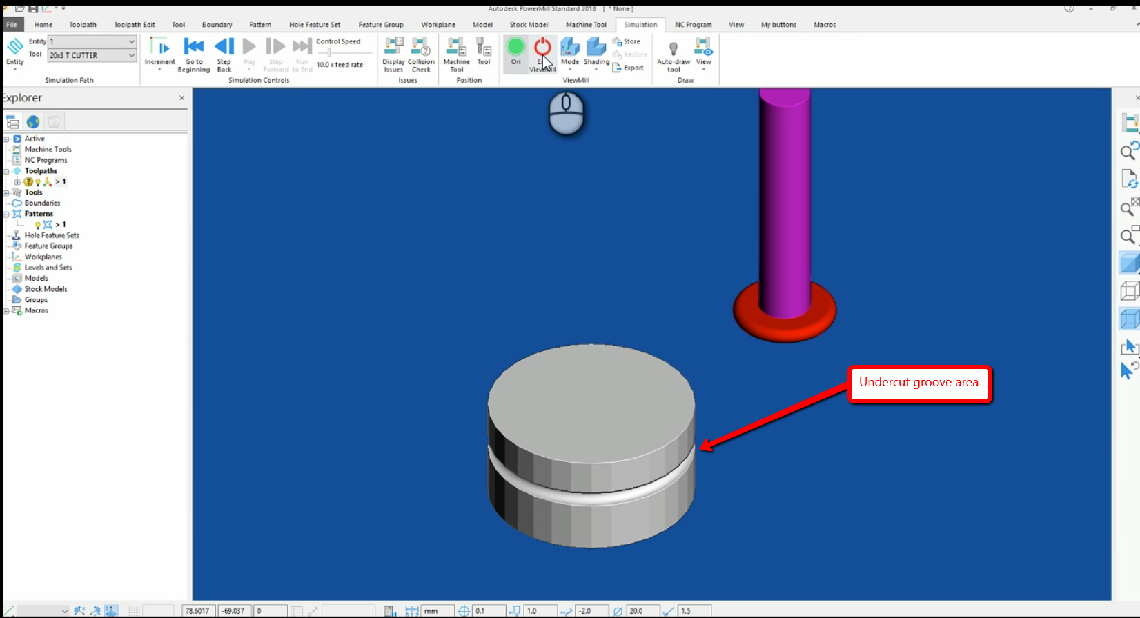 How to create undercut groove toolpath with 2D curve profile and tipped disc/routing tool cutter ...