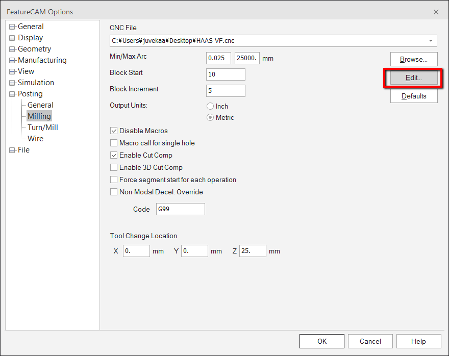 Feed and speed in a generated NC code are different from the values ...