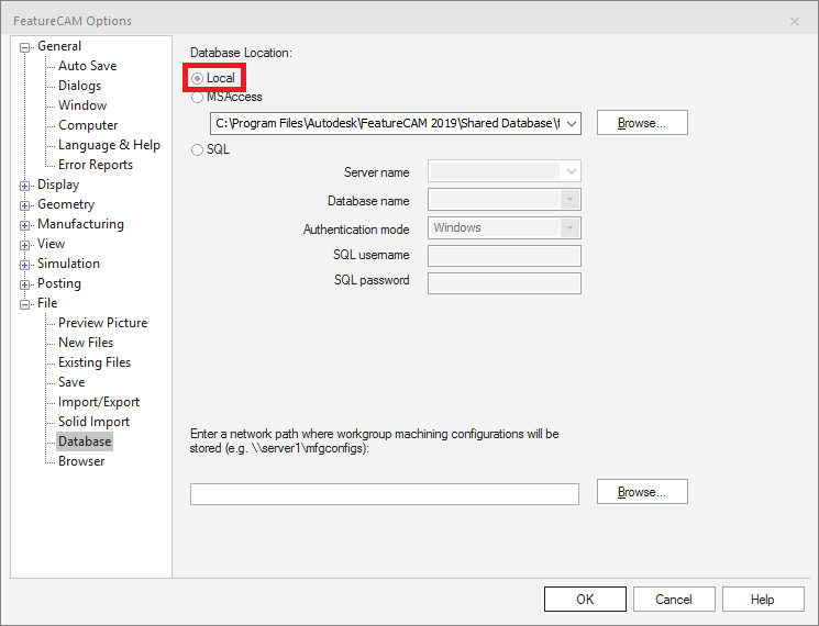 How to switch from a local tool database to a network tool database in ...