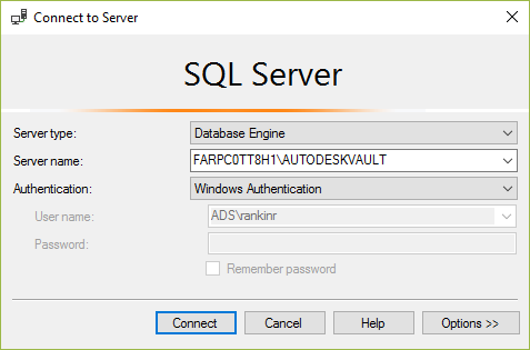 如何检查AUTODESKVAULT SQL sa帐户是否已锁 定