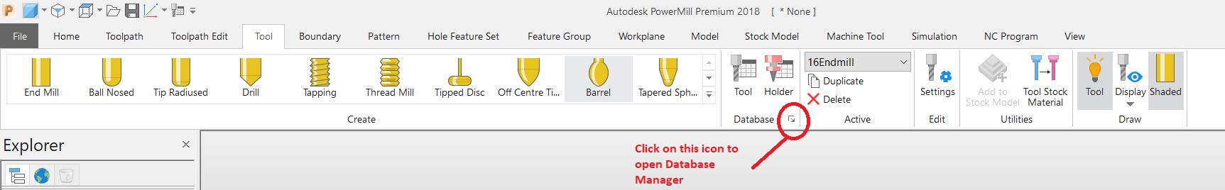 Shank not displayed when tool is created from the Tool Database in PowerMill