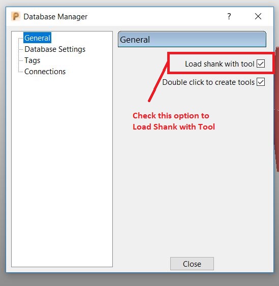 Shank not displayed when tool is created from the Tool Database in PowerMill