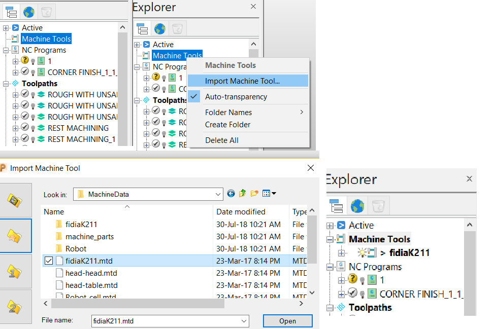 How to import a Machine Tools in PowerMill