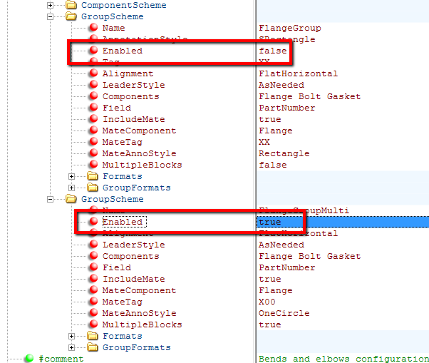 How to change the appearance of the flange group annotation to separate ...