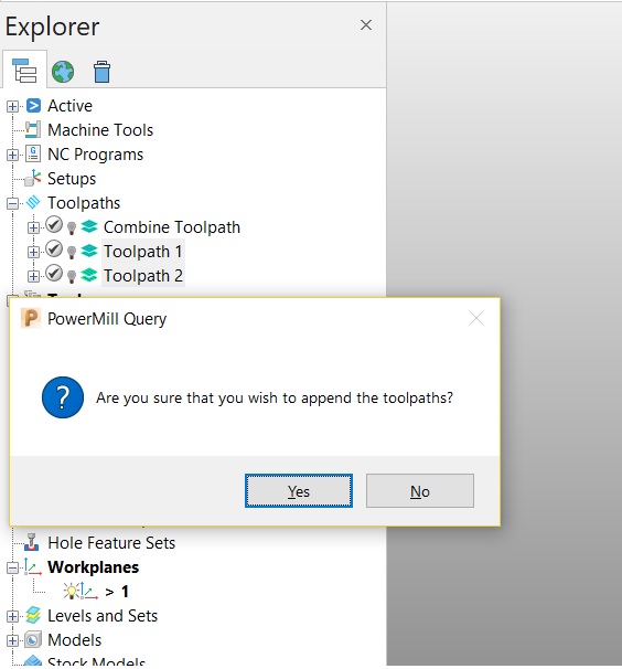 How to append toolpaths with verification in PowerMill