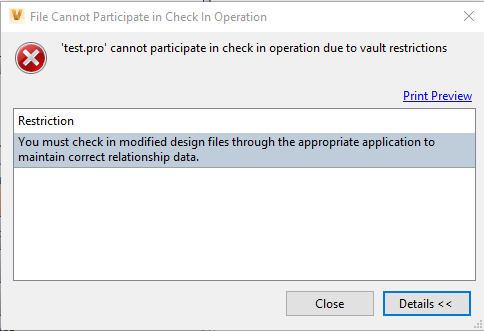 Unable to check in .PRO files to Vault 2019 due to Vault restriction error