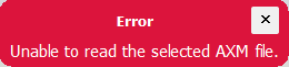 "Unable to read the selected AXM file" when opening a project in Formit