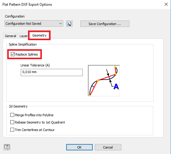 How to eliminate Splines from Flat Pattern output in Inventor