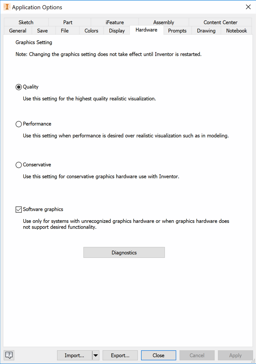 How to optimize the graphic settings for Inventor on Windows running on ...