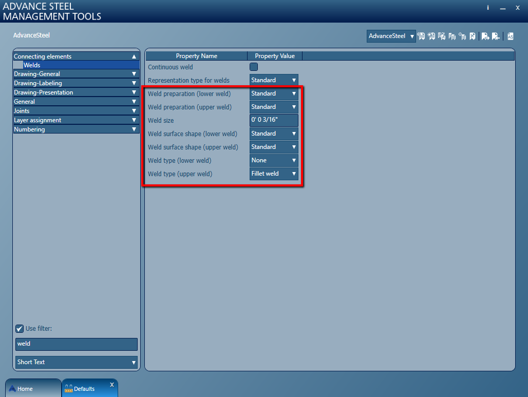 Standard (default) weld symbols are drawn in Advance Steel details even ...