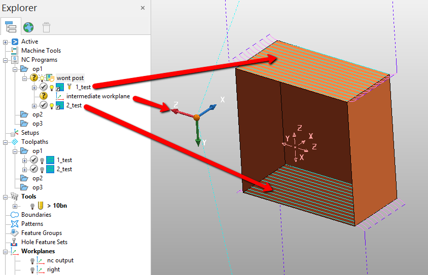 Getting "anti-parallel" message when postprocessing NC program containing consecutive toolpaths ...