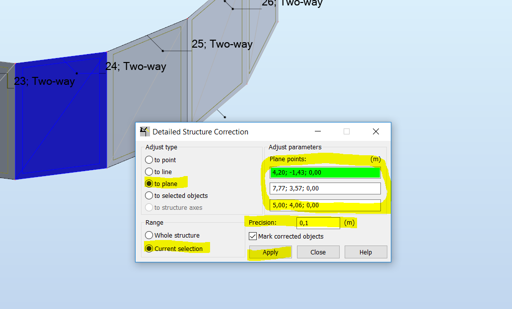 Loads not transferred to bars or panel edges, defined in claddings or panels plane in Robot ...