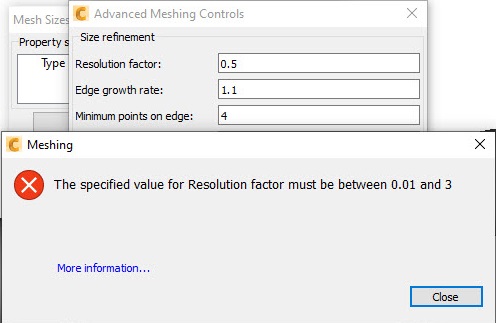 Cannot adjust resolution factor and growth rates in "Advanced Meshing ...