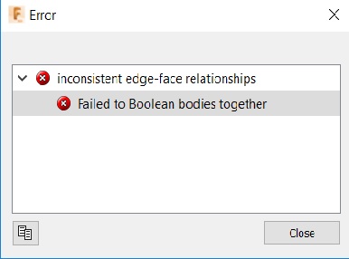 "Inconsistent edge-face relationships" when trying to cut with the Combine function in Fusion