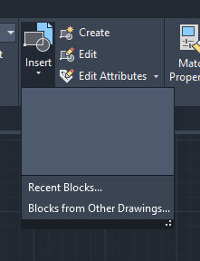 Unable to insert blocks from the Ribbon pull-down in AutoCAD