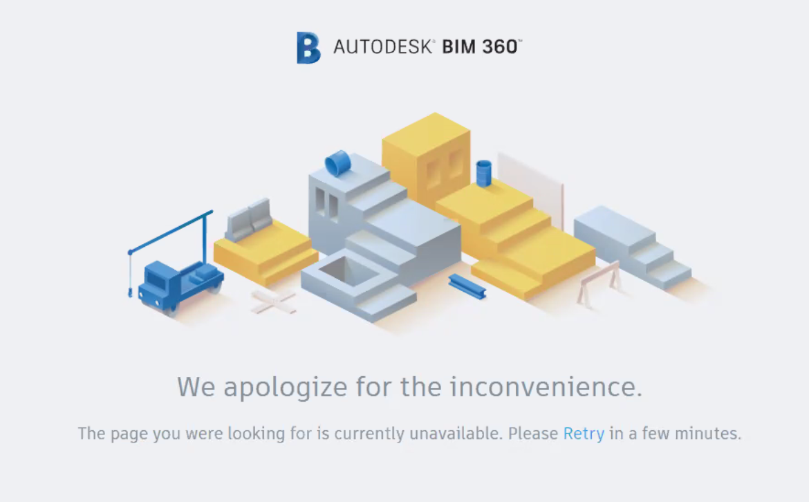 "BIM 360 계정에 액세스할 때 """"불편을 드려 죄송합니다""""라는 메시지가 표시되면"