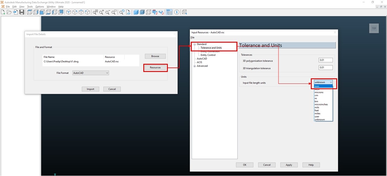 Wrong units are shown when a DWG/DXF file is imported into PowerShape.
