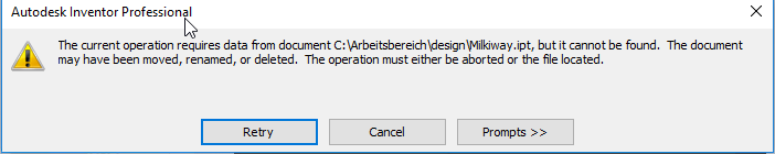"Error loading segment PmBRepSegment in database: C: \ .ipt" after opening an assembly in ...