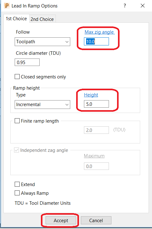 How to calculate Model Area Clearance toolpath with ramp lead in for all passes in PowerMill