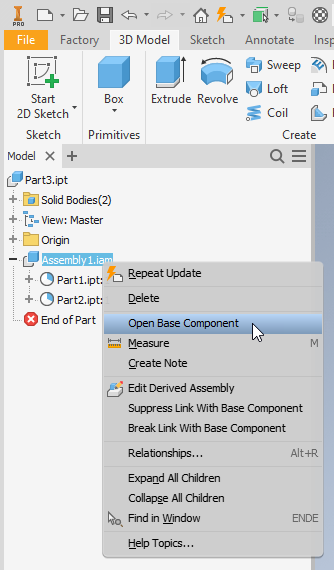 Update stuck in derived Inventor part when derived from Positional ...