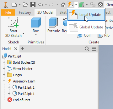 Update stuck in derived Inventor part when derived from Positional ...