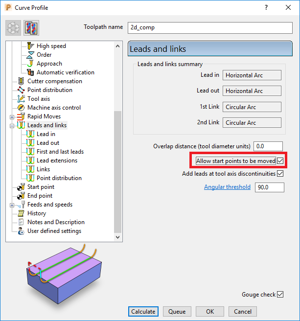 "This toolpath is not suitable at present for output to a Machine Tool with cutter compensation ...