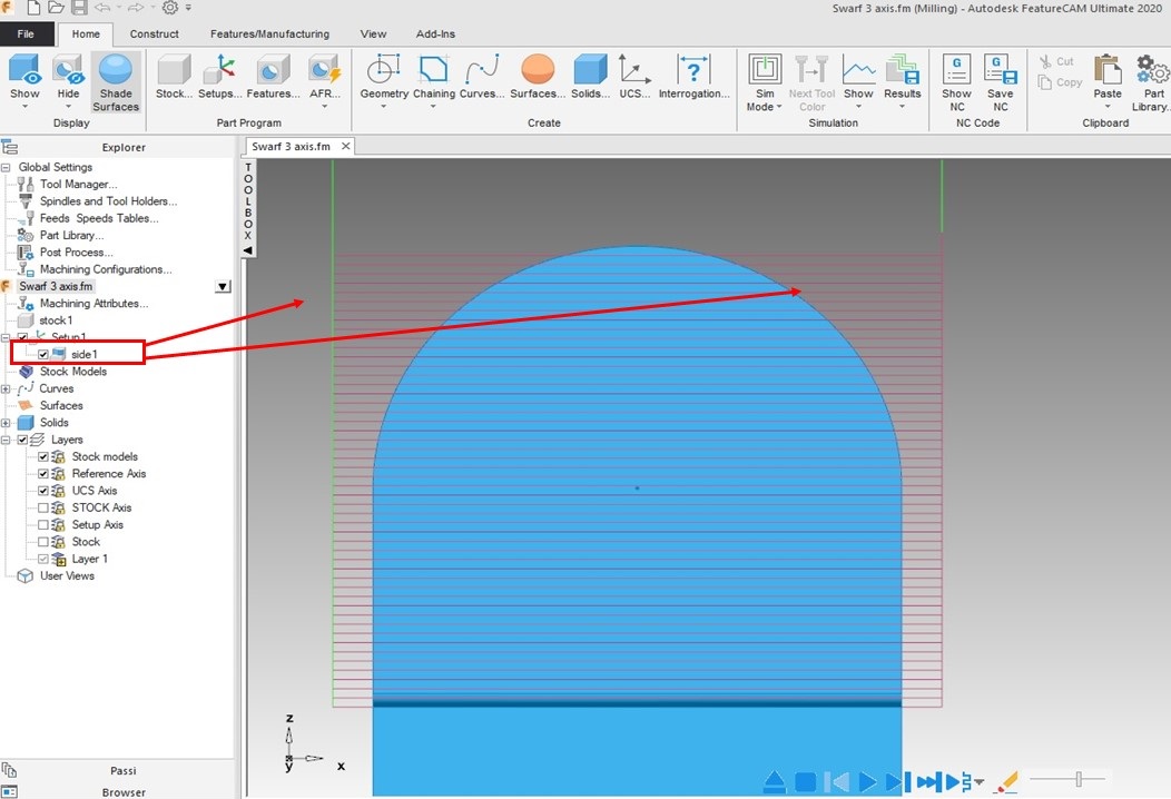How to optimize a side finishing with swarf toolpath in FeatureCAM