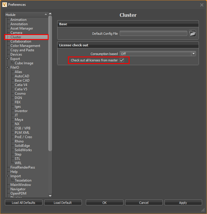 Autodesk watermark is displayed at connecting clusters in VRED
