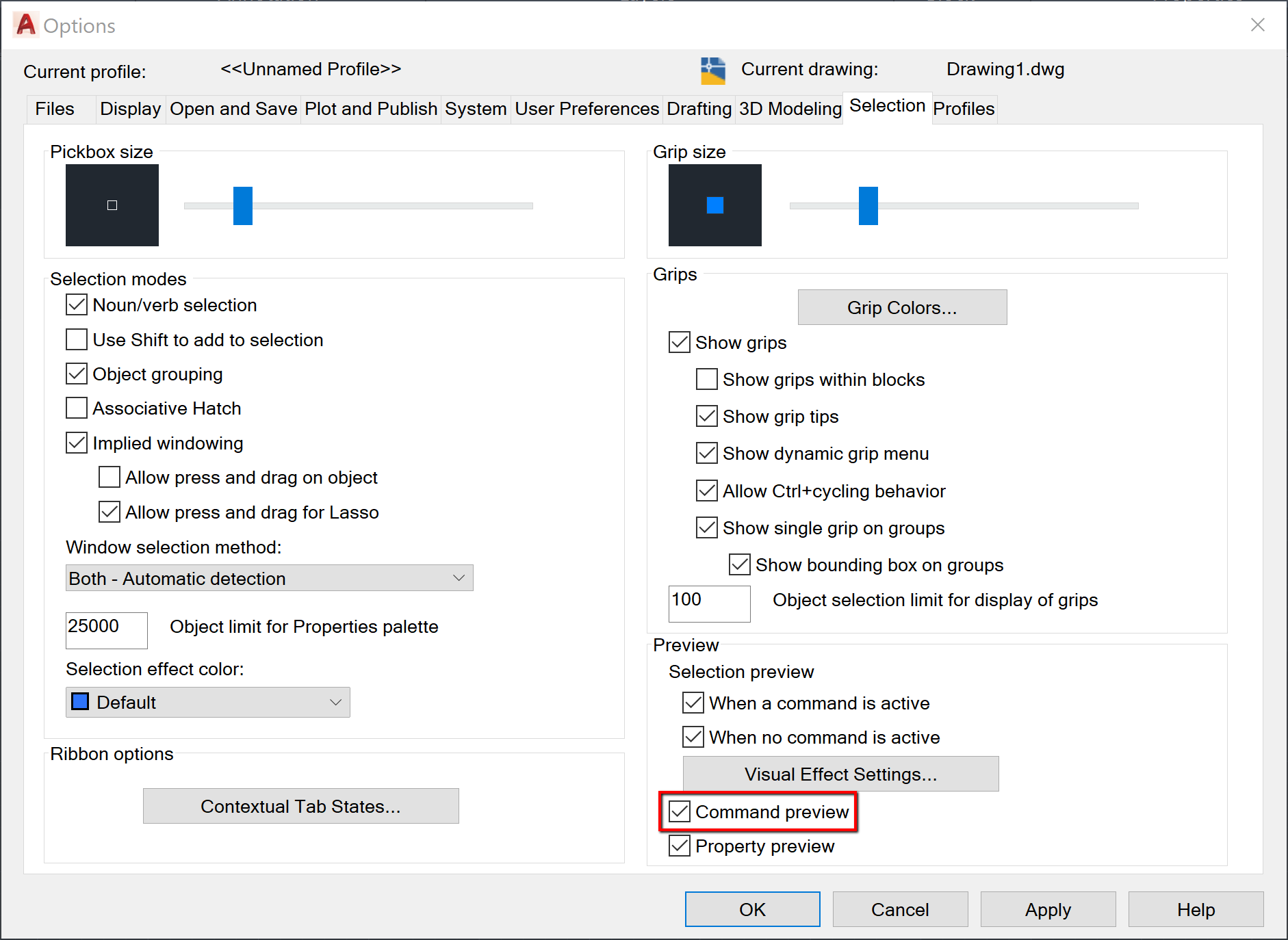Unable To View Command Previews In AutoCAD
