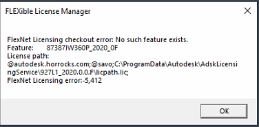 After installing the InfraWorks 2020.1 update, InfraWorks is asking for a network feature code ...