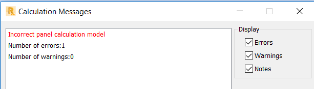 "Incorrect panel calculation model" while structure calculation in Robot Structural Analysis