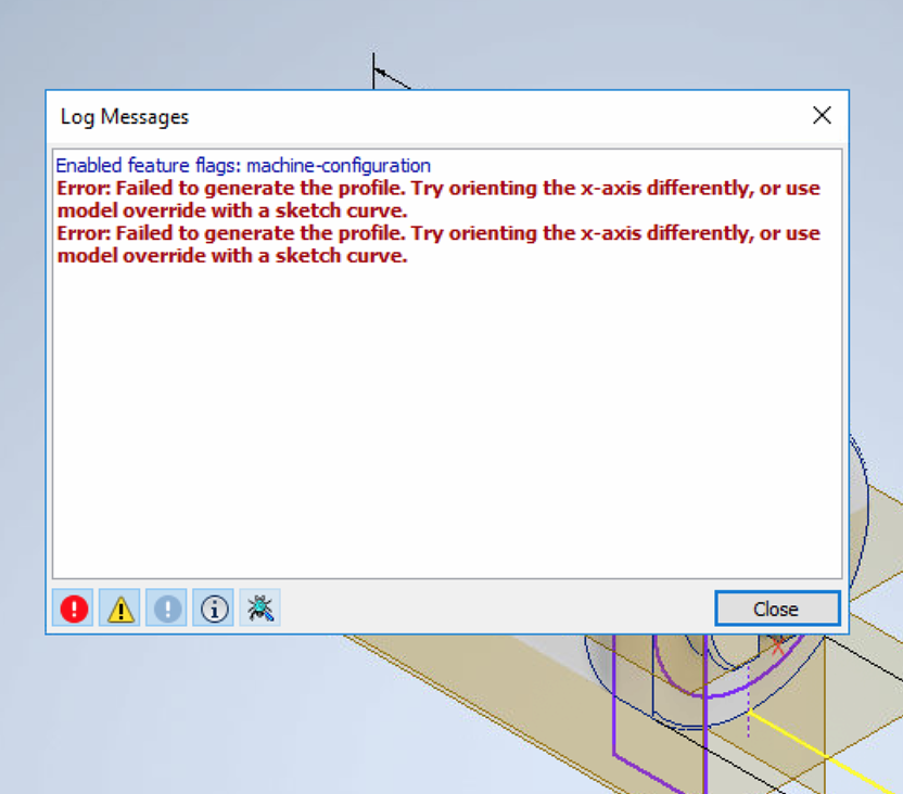 "Failed to generate the profile" on turned part in Inventor CAM
