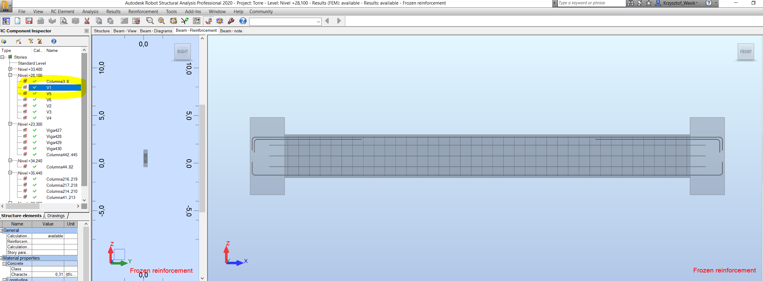 How to export beam reinforcement drawing in 1:1 scale from Robot Structural Analysis