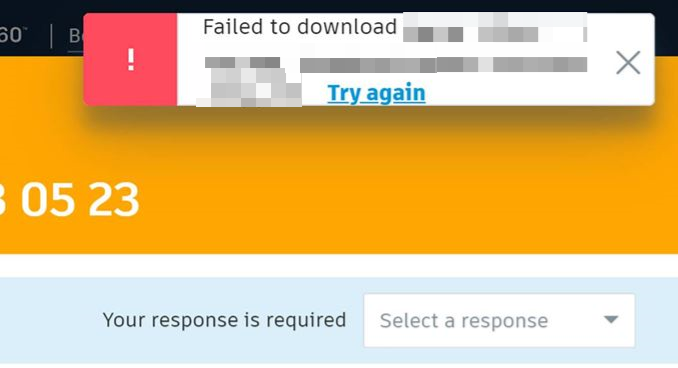 "Failed to download [file name]. Try Again" when downloading Submittal Item in BIM 360