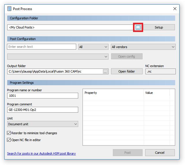 The cloud post processors shown in the drop down list in Fusion 360 MFG ...