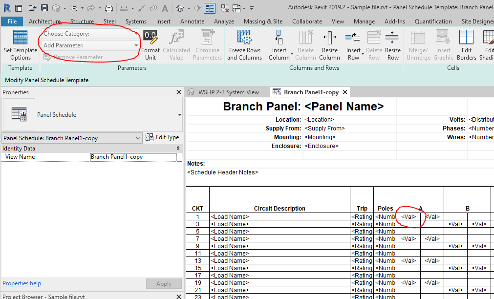 Customize Revit Electrical Panel Schedule Template Remove Phases 
