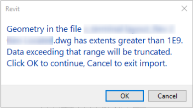 "Geometry in the file FileName.dwg has extents greater than 1E9..." when linking a CAD file into ...
