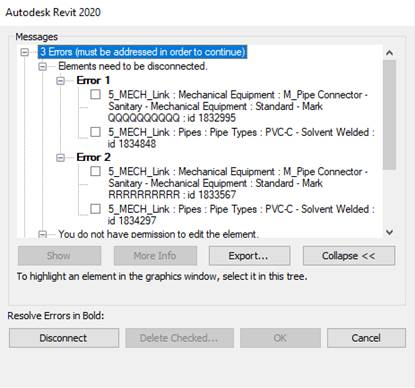 "Elements needs to be disconnected" warning is displayed while opening ...