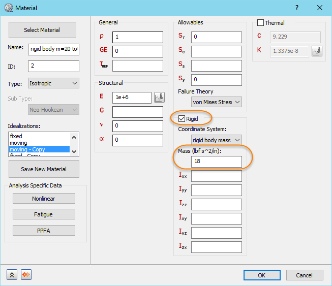 Extra mass in a rigid material is not used in a Nastran explicit dynamics analysis