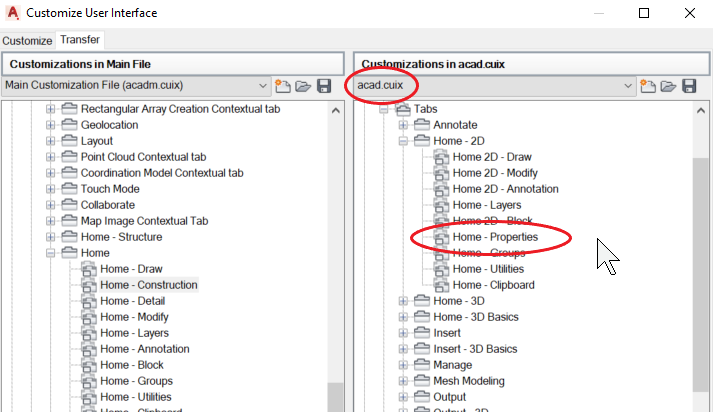 How to get AutoCAD ribbons or parts of them to AutoCAD Mechanical
